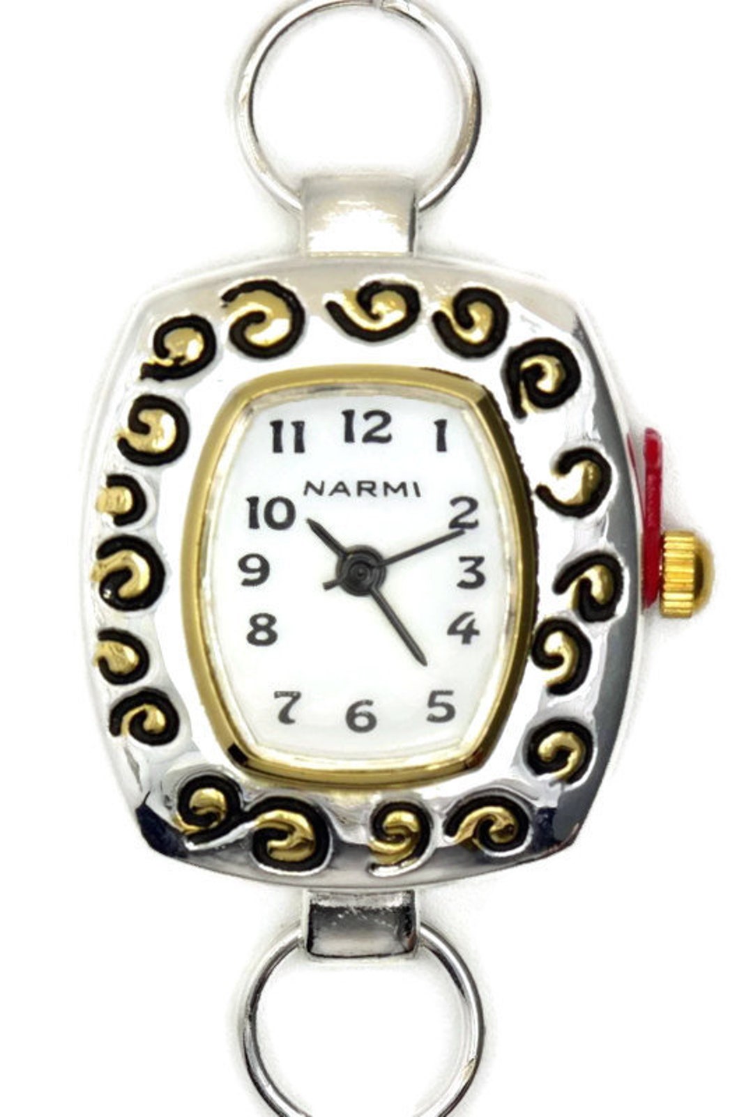 White Dial Two-tone Swirl Border Square Watch Face • DIY Beading Watch ...