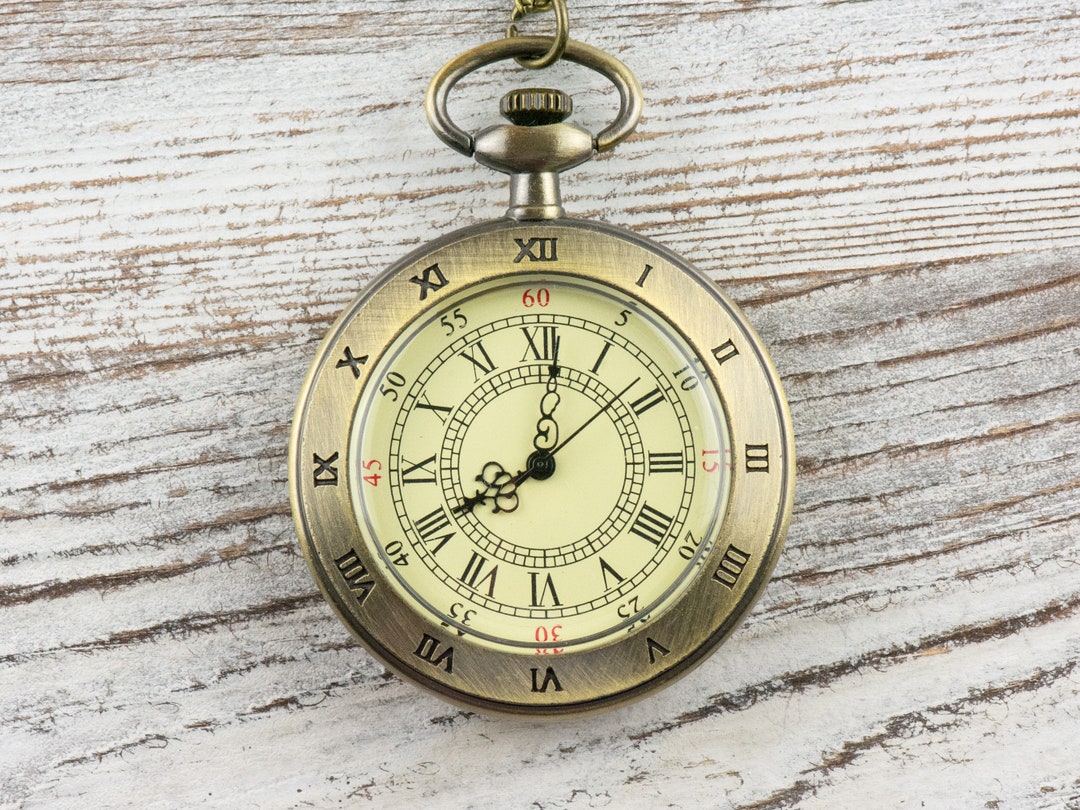 Roman Numeral Bronze Pocket Watch Long Necklace / Unique Watches ...