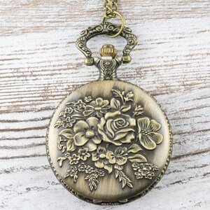Roses Bronze Pocket Watch Long Necklace / Unique Watches / Nature ...