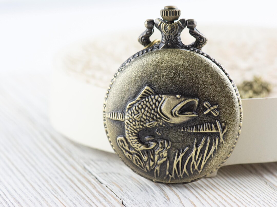 Large Mouth Bass Bronze Pocket Watch Long Necklace / Unique Watches ...