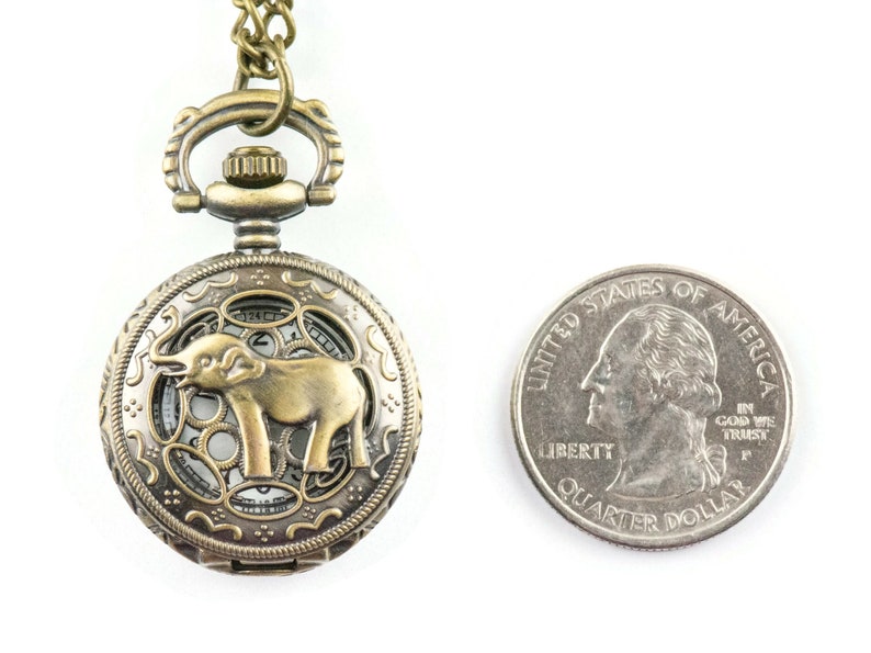Elephant Bronze Pocket Watch Long Necklace / Unique Watches / Elephant ...