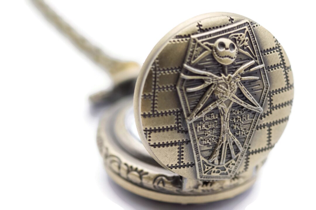 Skeleton Pocket Watch Necklace, Skull Watch Necklace, Long Necklace ...