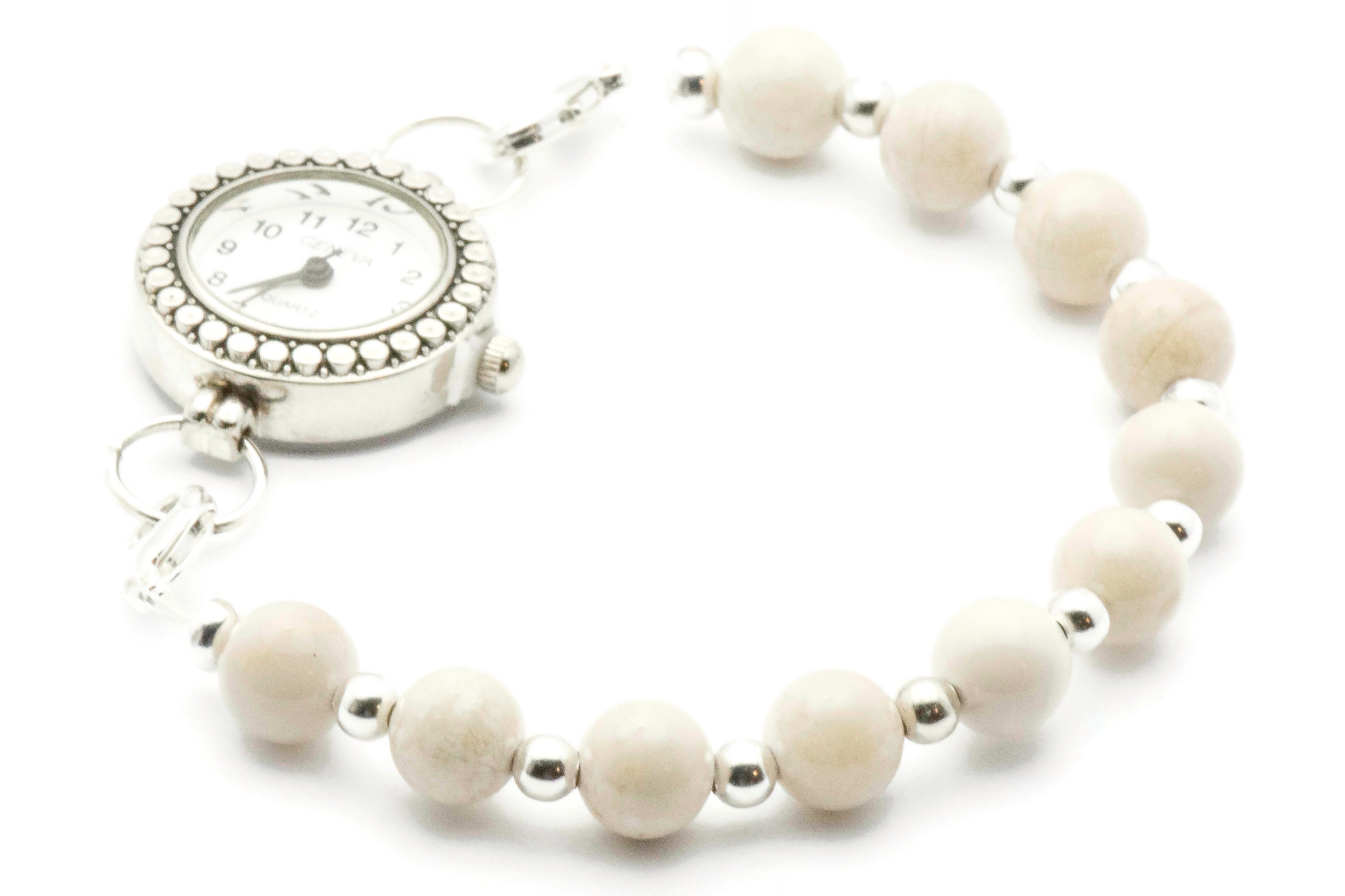 Natural Fossil Beaded Bracelet Watch Band, Medical ID Bracelet ...