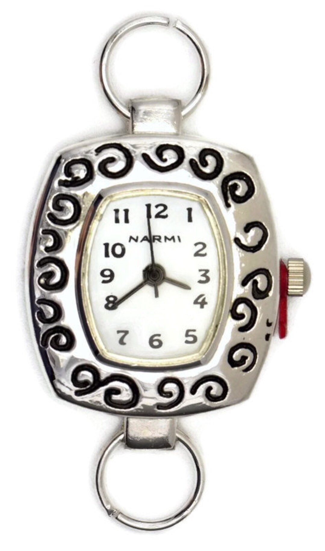 Swirly Border Square Watch Face, White Watch Face, Silver Watch Face ...