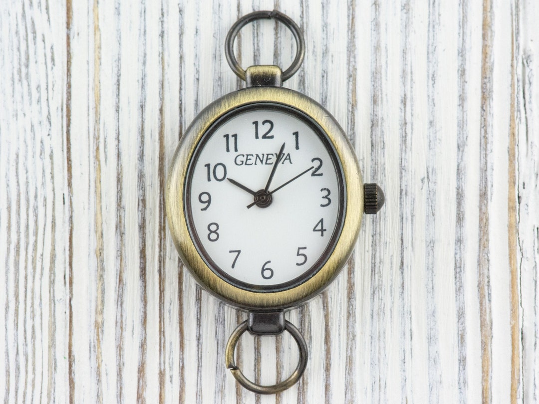 Antique Gold Oval Watch Face, White Face Watch, Beading Watch Face ...