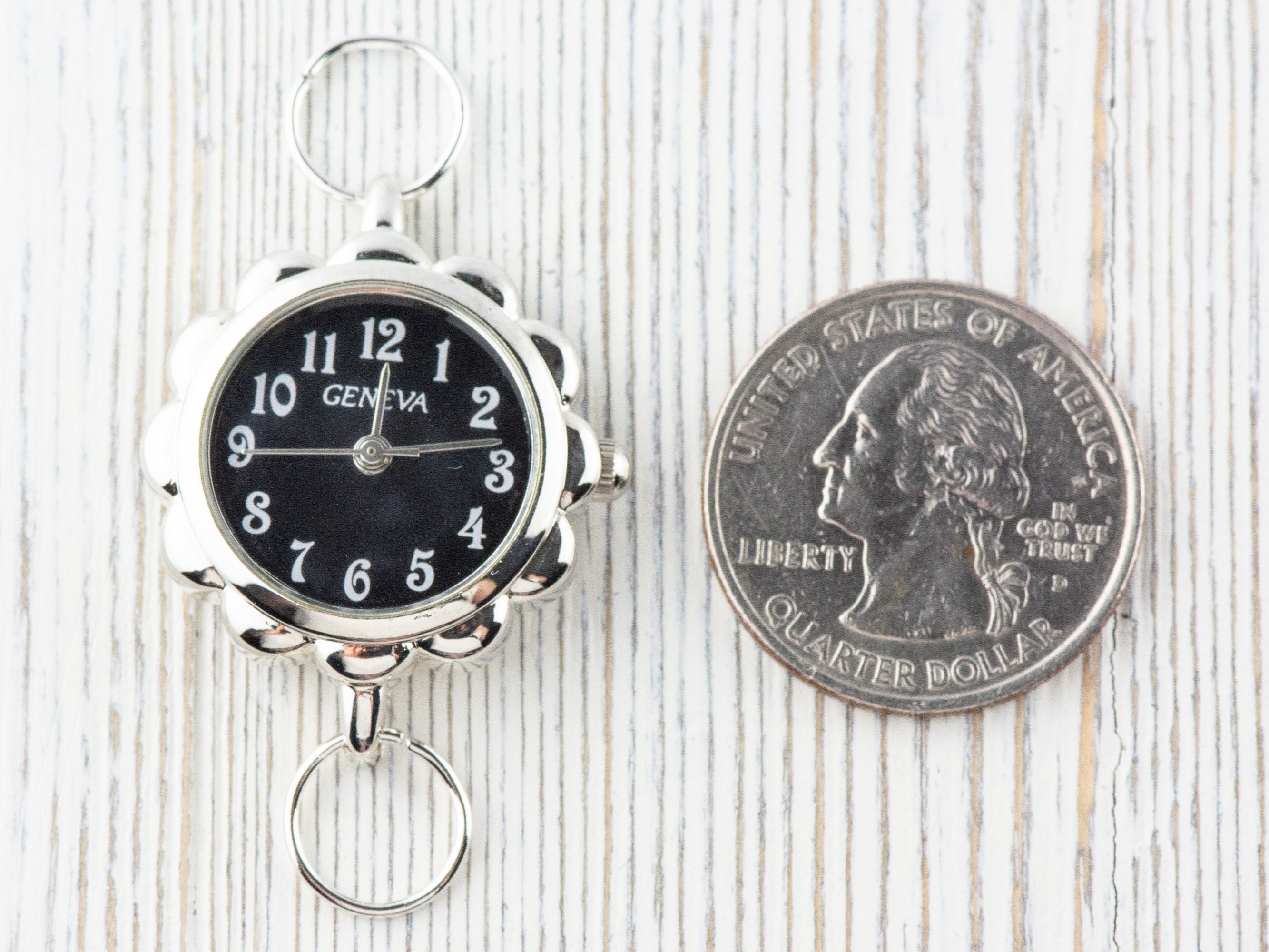 Black Dial Silvertone Flower Watch Face • DIY Beading Watch • Jewelry ...