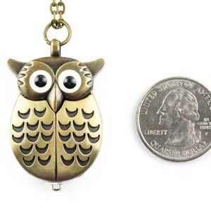 Winged Owl Bronze Pocket Watch Long Necklace / Unique Watches / Nature ...