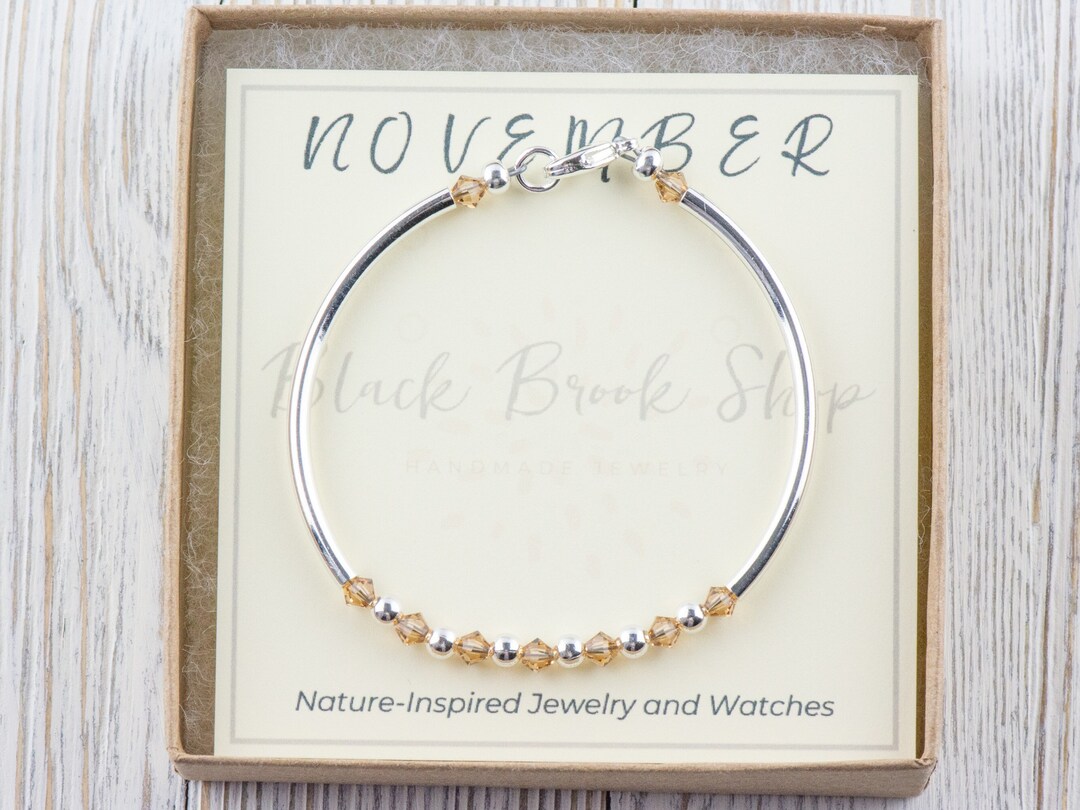 November Birthstone, Topaz Birthstone Bracelet, Birth Month Bracelet ...