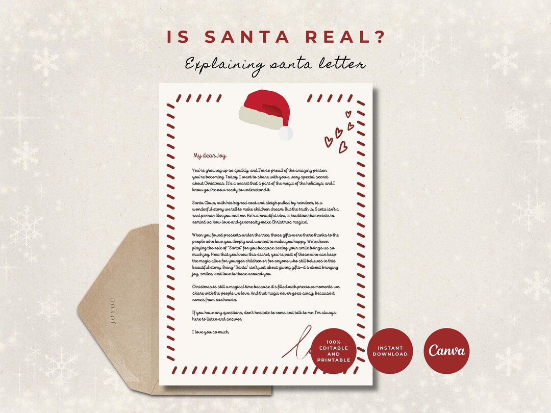 Santa Claus Explanation Letter: is Santa Real Santa Hat Template ...