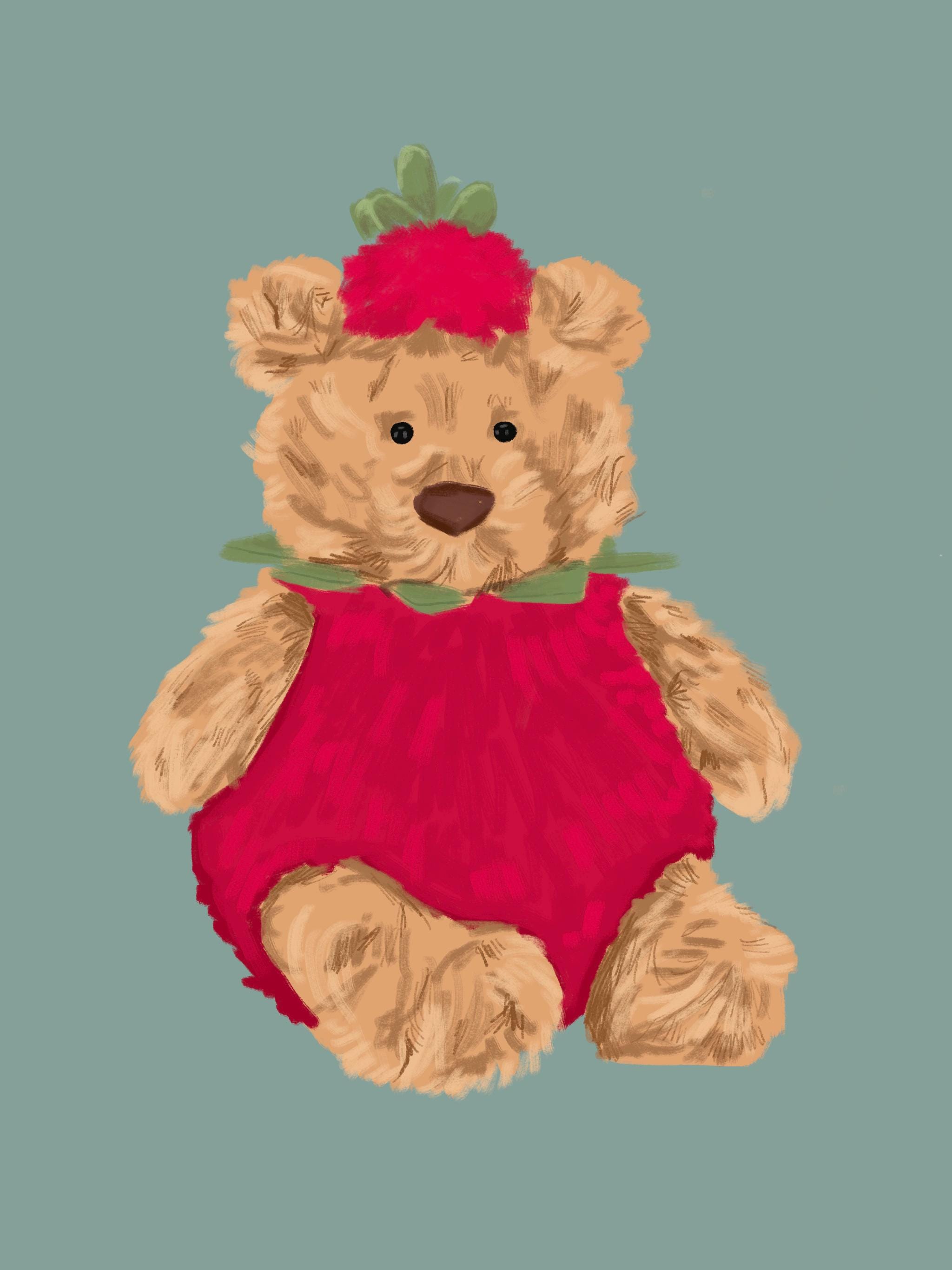 Custom Childhood Teddy Drawings A4 Physical Print Childhood Teddy ...