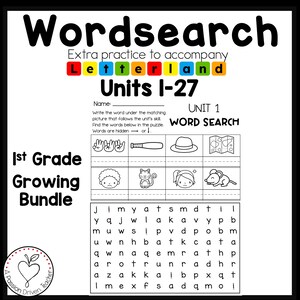 1st Grade Letterland Word Searches Units 1-27 - Etsy