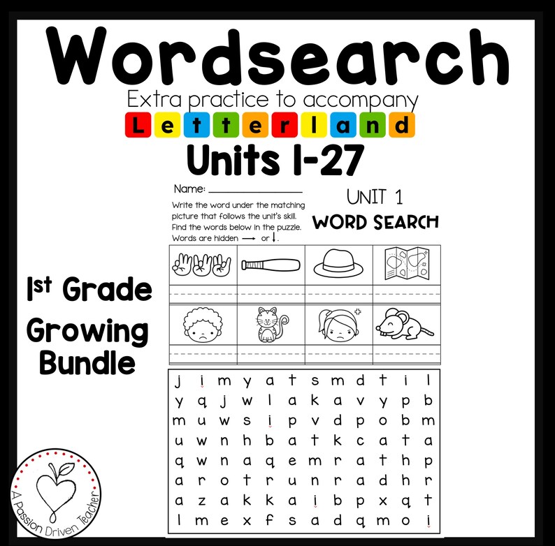 1st Grade Letterland Word Searches Units 1-27 - Etsy