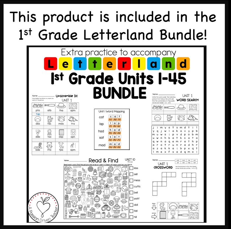1st Grade Letterland Unscramble It Units 1-13 - Etsy