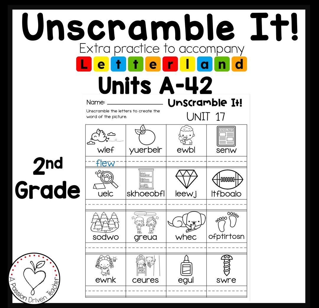 2nd Grade Letterland Unscramble It Units A-42 - Etsy