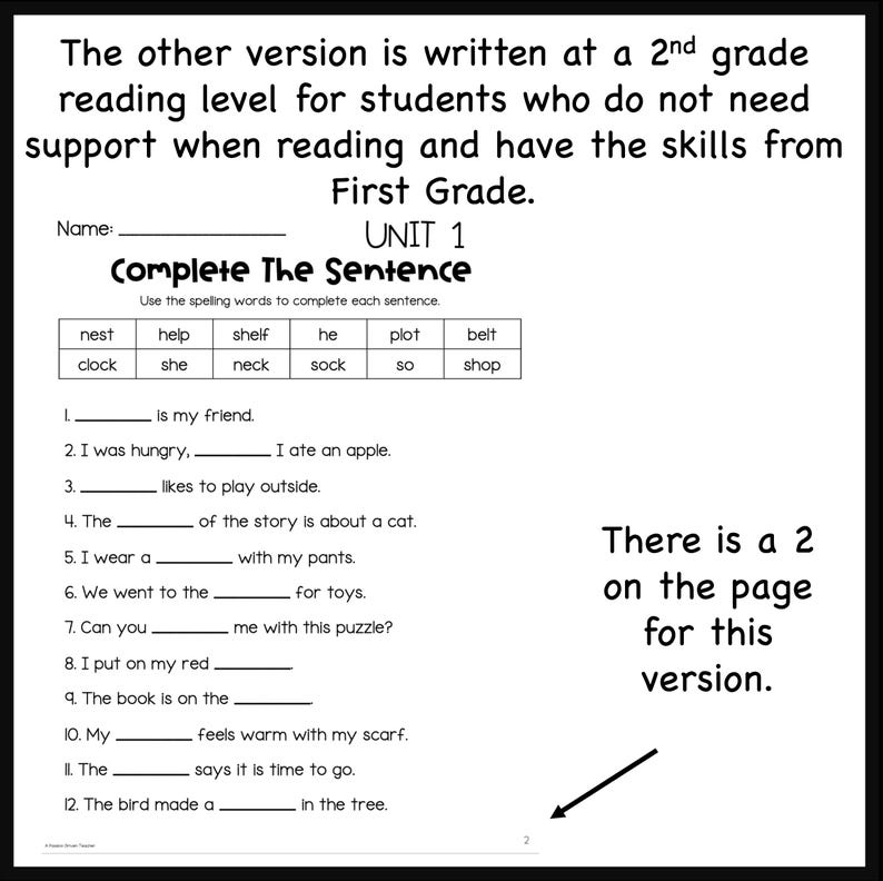 2nd Grade Letterland Complete the Sentences Units A-20 - Etsy