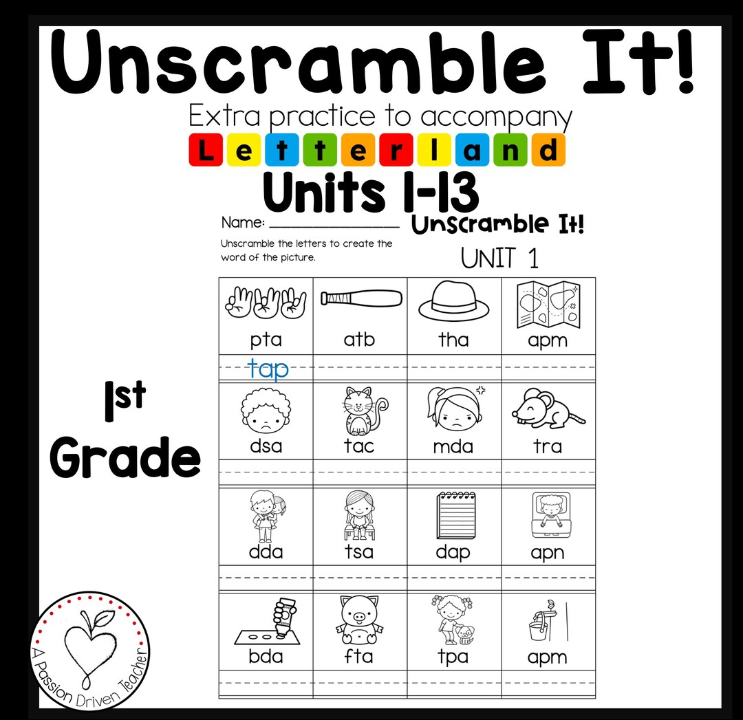1st Grade Letterland Unscramble It Units 1-13 - Etsy
