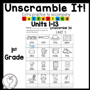 1st Grade Letterland Unscramble It Units 1-13 - Etsy