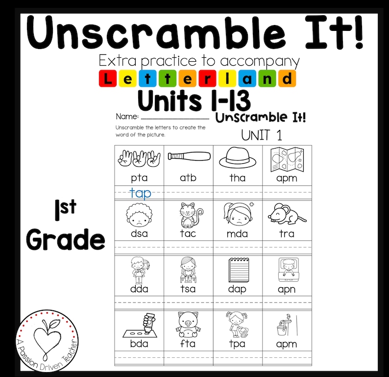 1st Grade Letterland Unscramble It Units 1-13 - Etsy