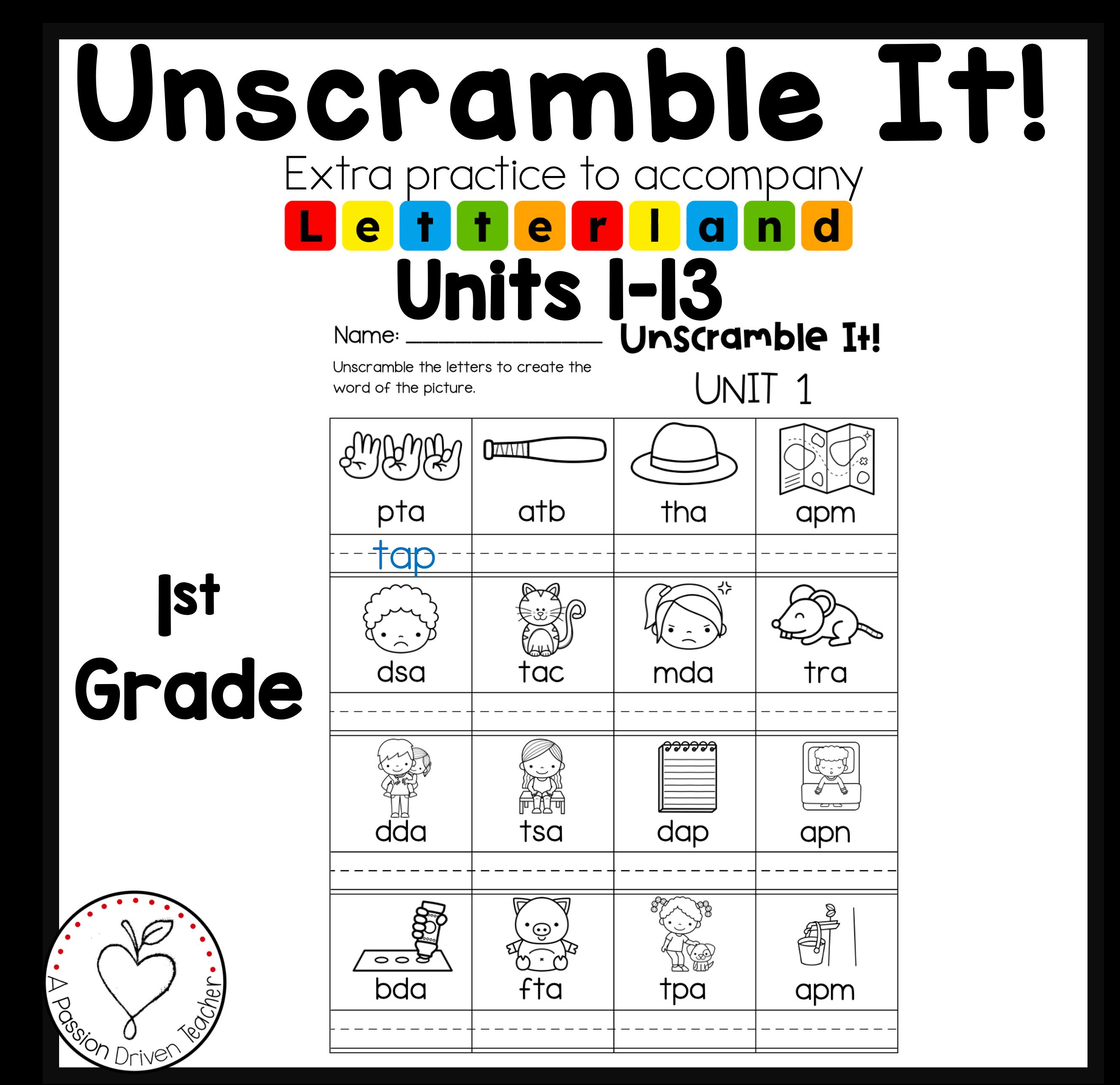 1st Grade Letterland Unscramble It Units 1-13 - Etsy