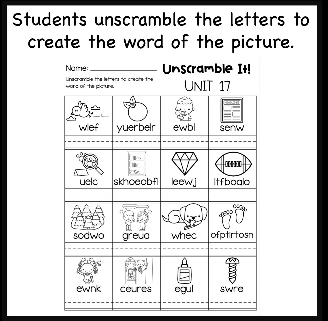 2nd Grade Letterland Unscramble It Units A-42 - Etsy