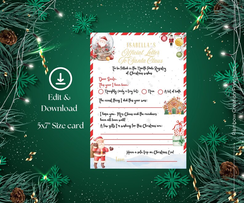 Letter to Santa Kids Letter to Santa Santa Claus Letter Christmas ...