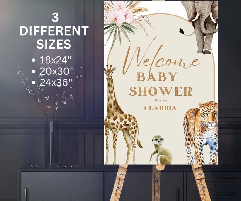 Safari Welcome Sign Boy Jungle Animals Birthday Sign Gender Neutral ...
