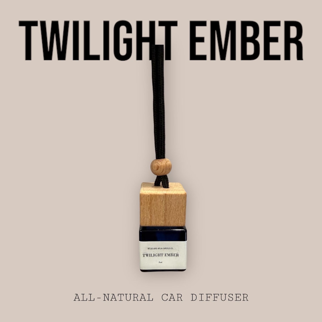 Twilight Ember Hanging Car Diffuser | Sleek Wood & Black Glass Design | 8ml | Long-lasting ...