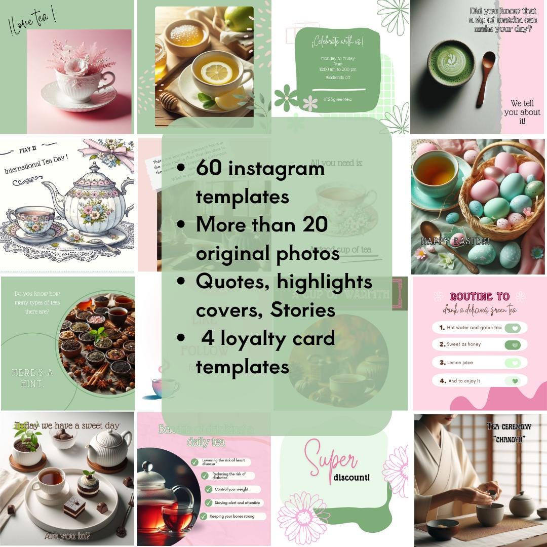 Tea and Coffee Shop / Editable Canva Templates, Post, Istagram Stories ...