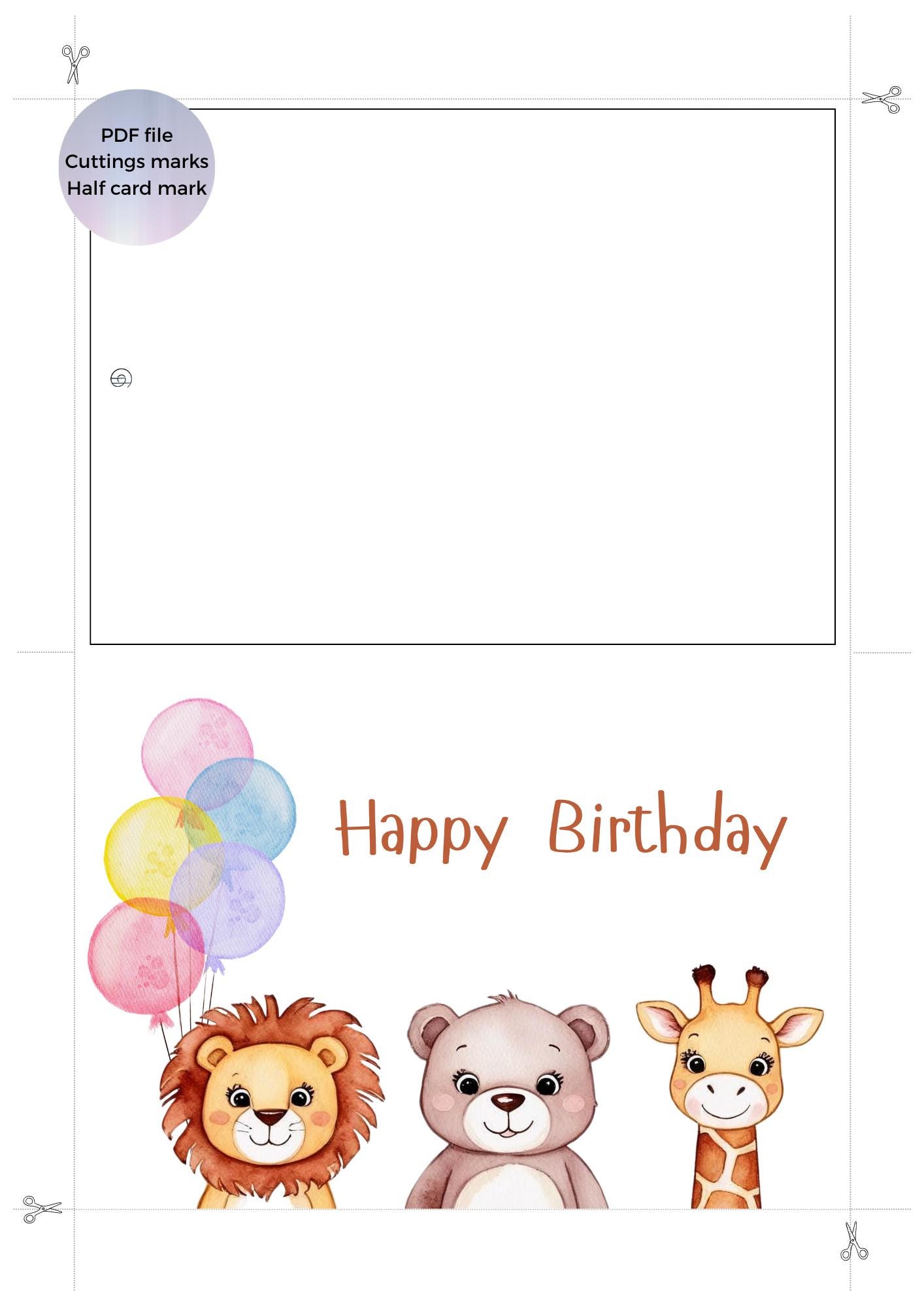 Animal Card for Children | | Adorable Children's Gift Card With Cut and ...