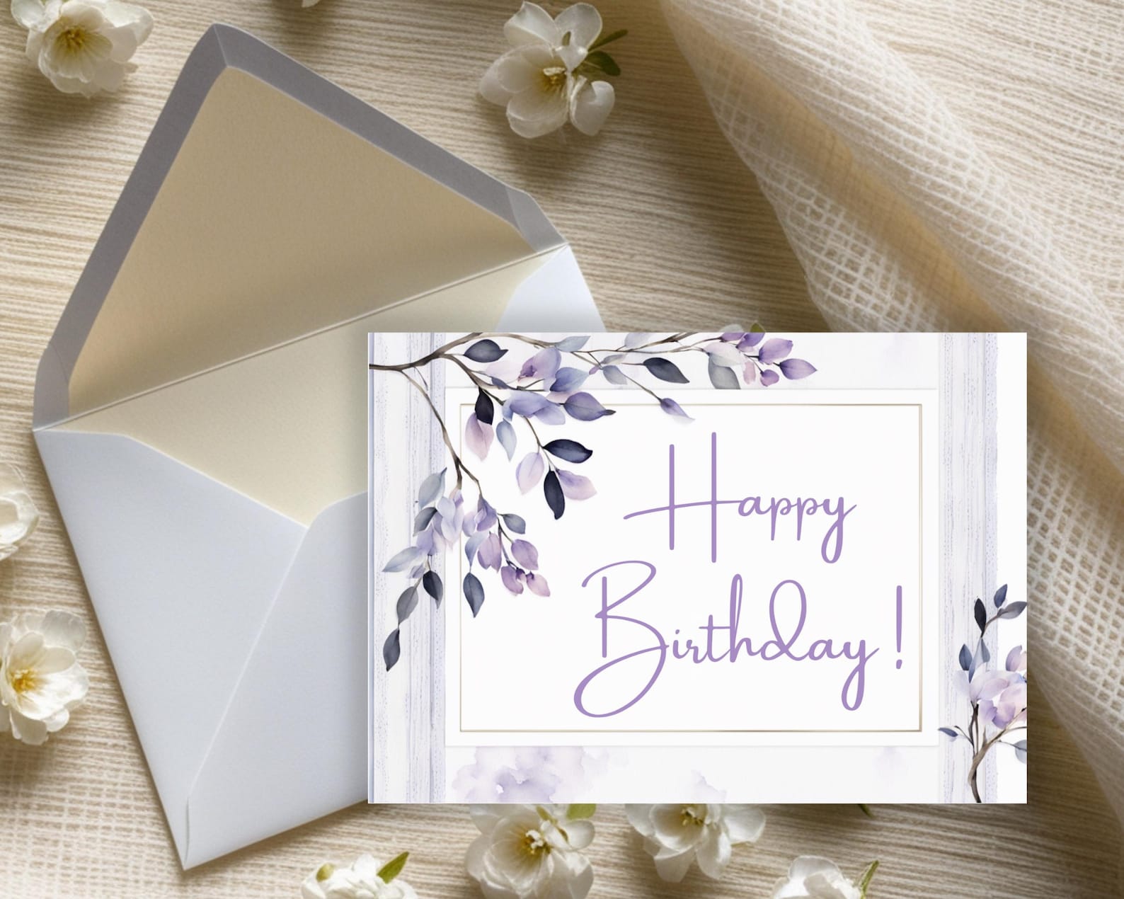 Happy Birthday” Lilac Card | Instant Digital Download | Printable ...