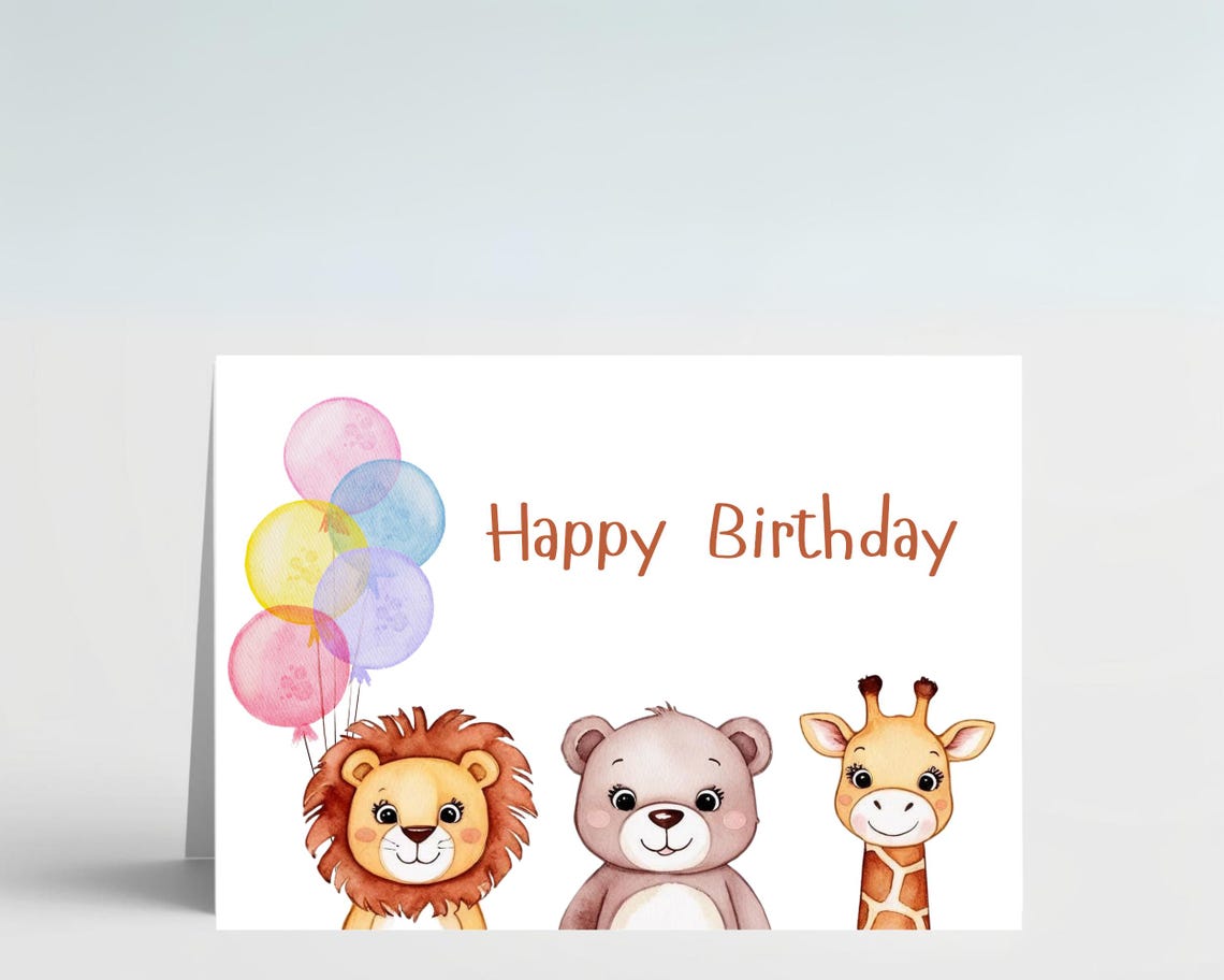 Animal Card for Children | | Adorable Children's Gift Card With Cut and ...