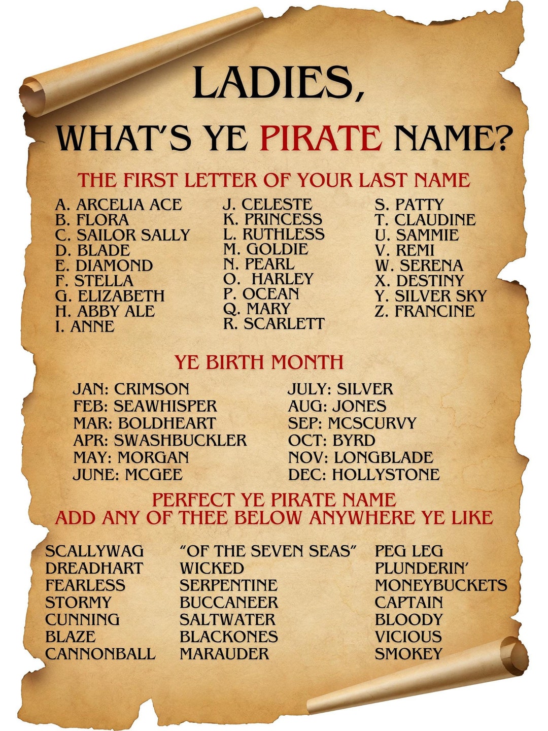 What’s Your Pirate Name Printable | Pirate Party | Pirate Themed ...