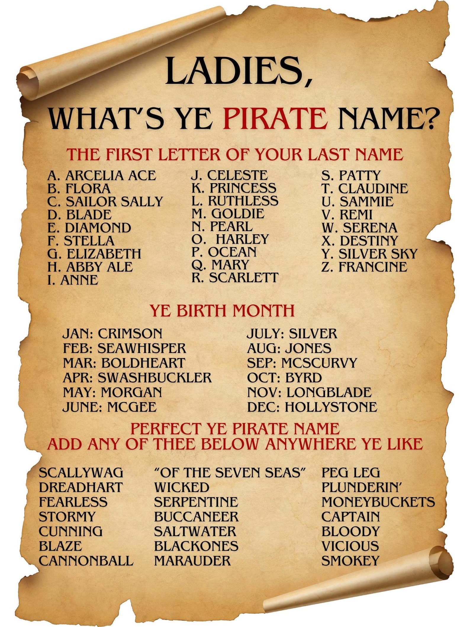 What’s Your Pirate Name Printable | Pirate Party | Pirate Themed ...