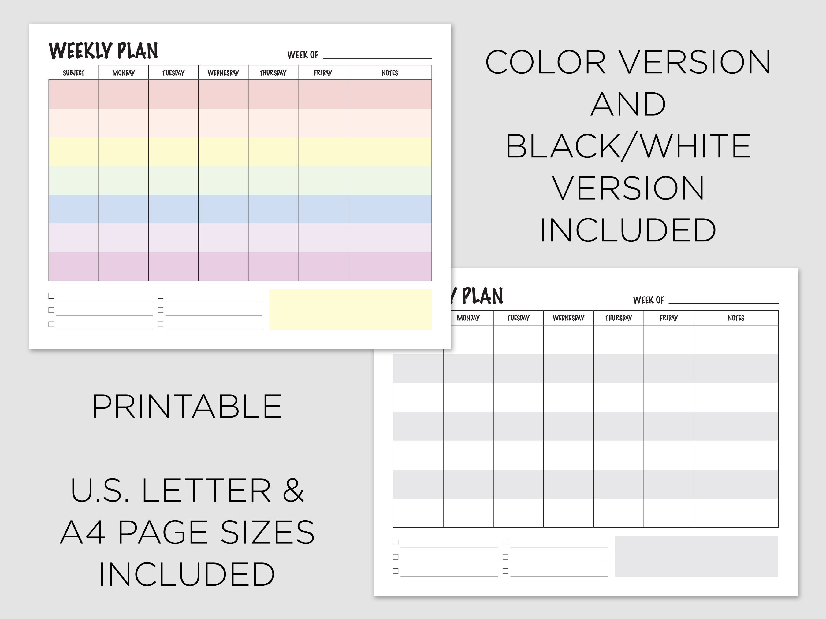 Weekly Homeschool Planner Printable Schedule // Downloadable Letter or ...
