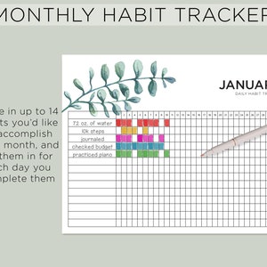 Daily Habit Tracker Calendar Monthly PRINTABLE // Downloadable Letter ...