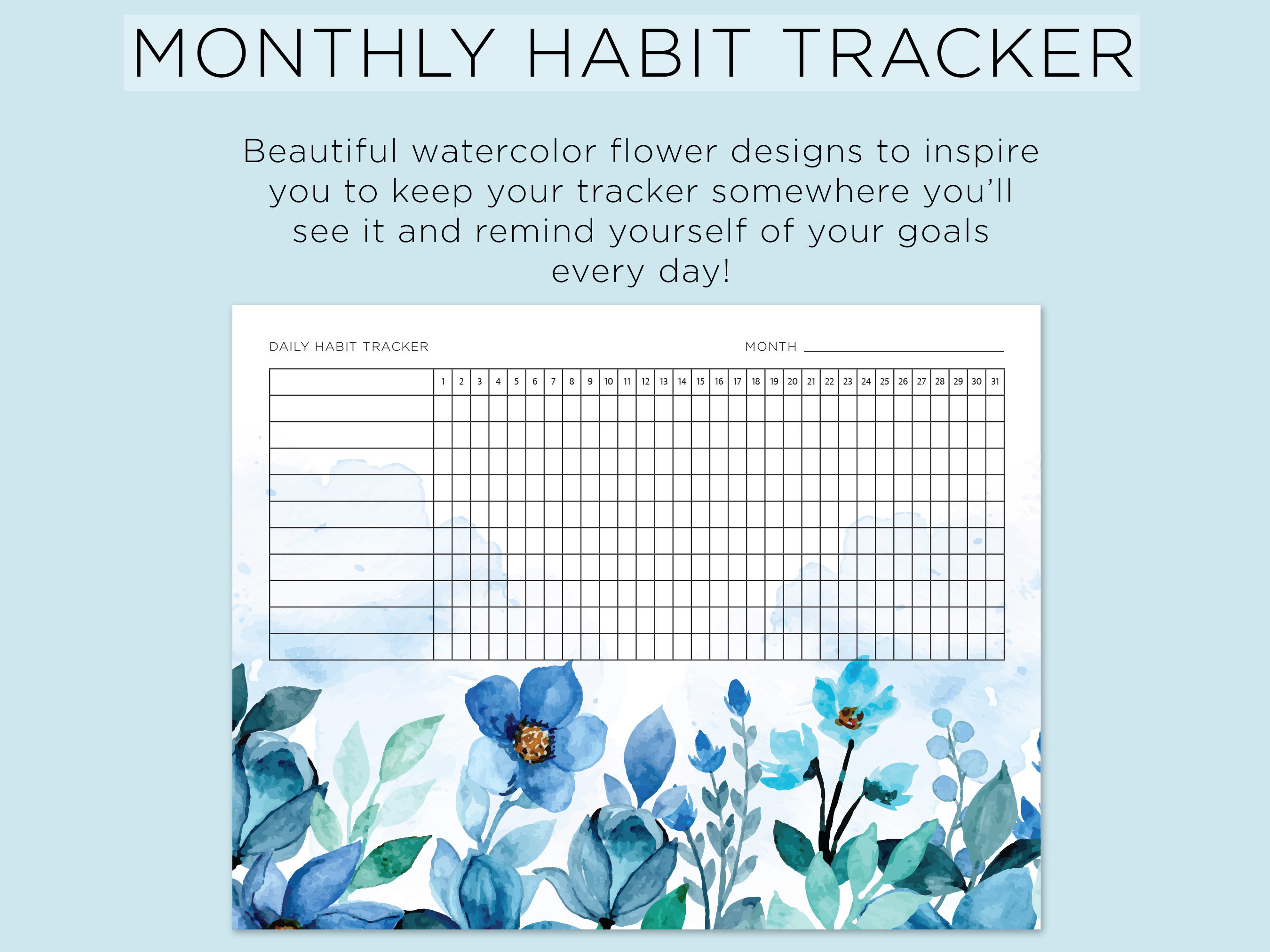 Daily Habit Tracker Calendar Monthly PRINTABLE // Downloadable Letter ...