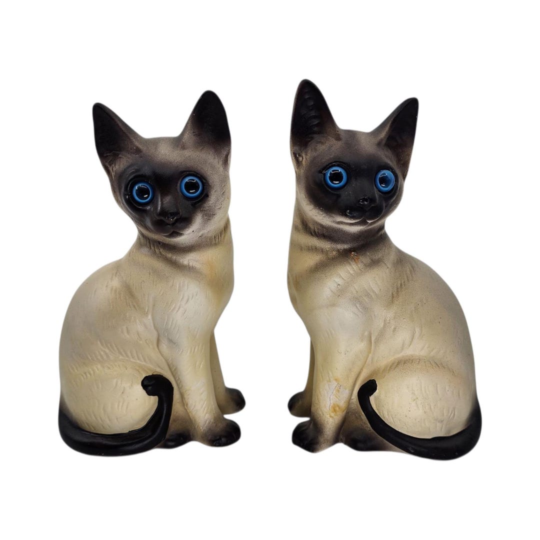 Vintage Enesco Ceramic Siamese Cat Statue Pair: Mid-century Decor - Etsy