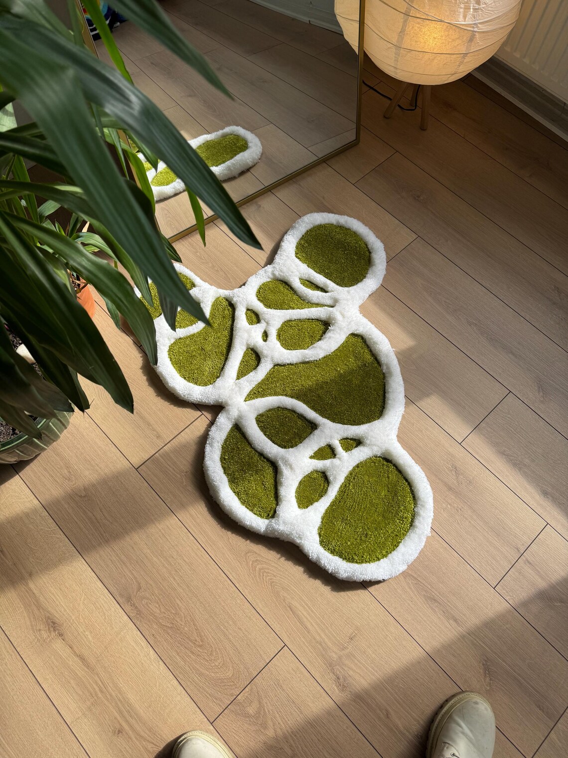 Green Wave Rug - Ocean-inspired Handmade Carpet With Bubbles and ...