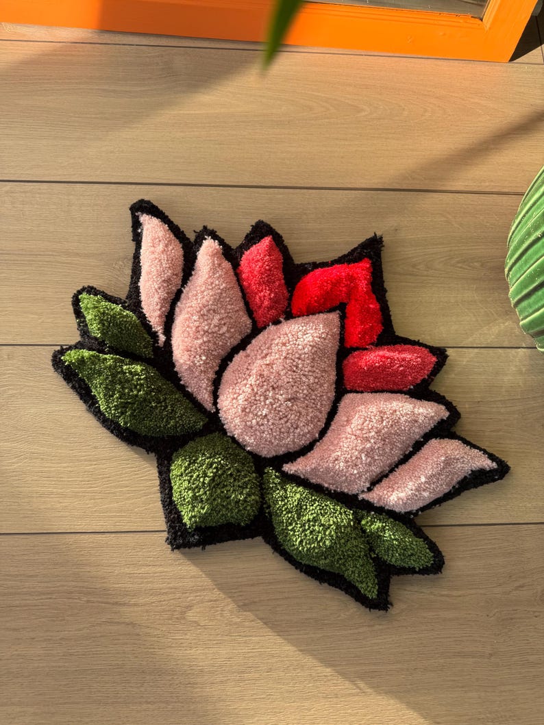 Lotus Flower 3D Fluffy Tufted Rug, Handmade Rug, Tufted Wall Art ...