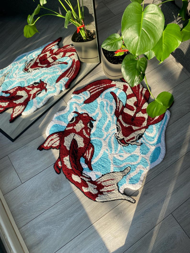 Handmade Koi Fish Rug – Unique Japanese Design for Home & Office Decor ...