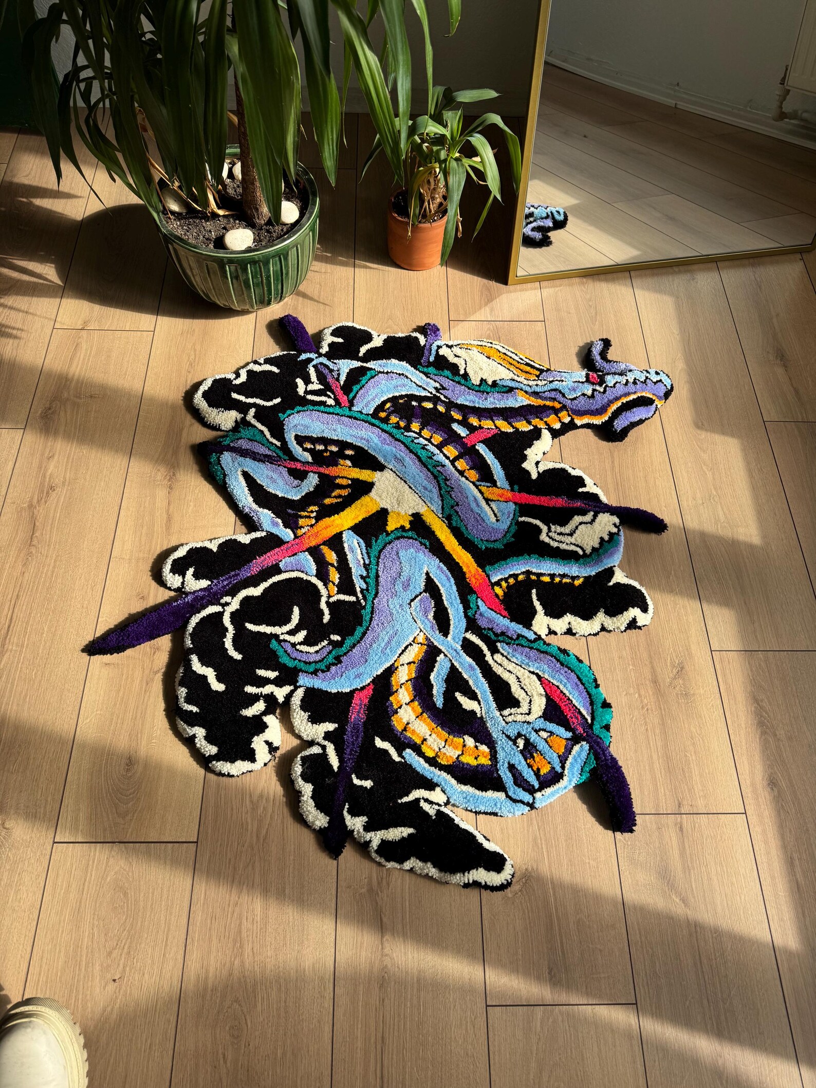 Handmade Dragon Rug - Unique Oriental Design, Mystical Dragon Carpet ...