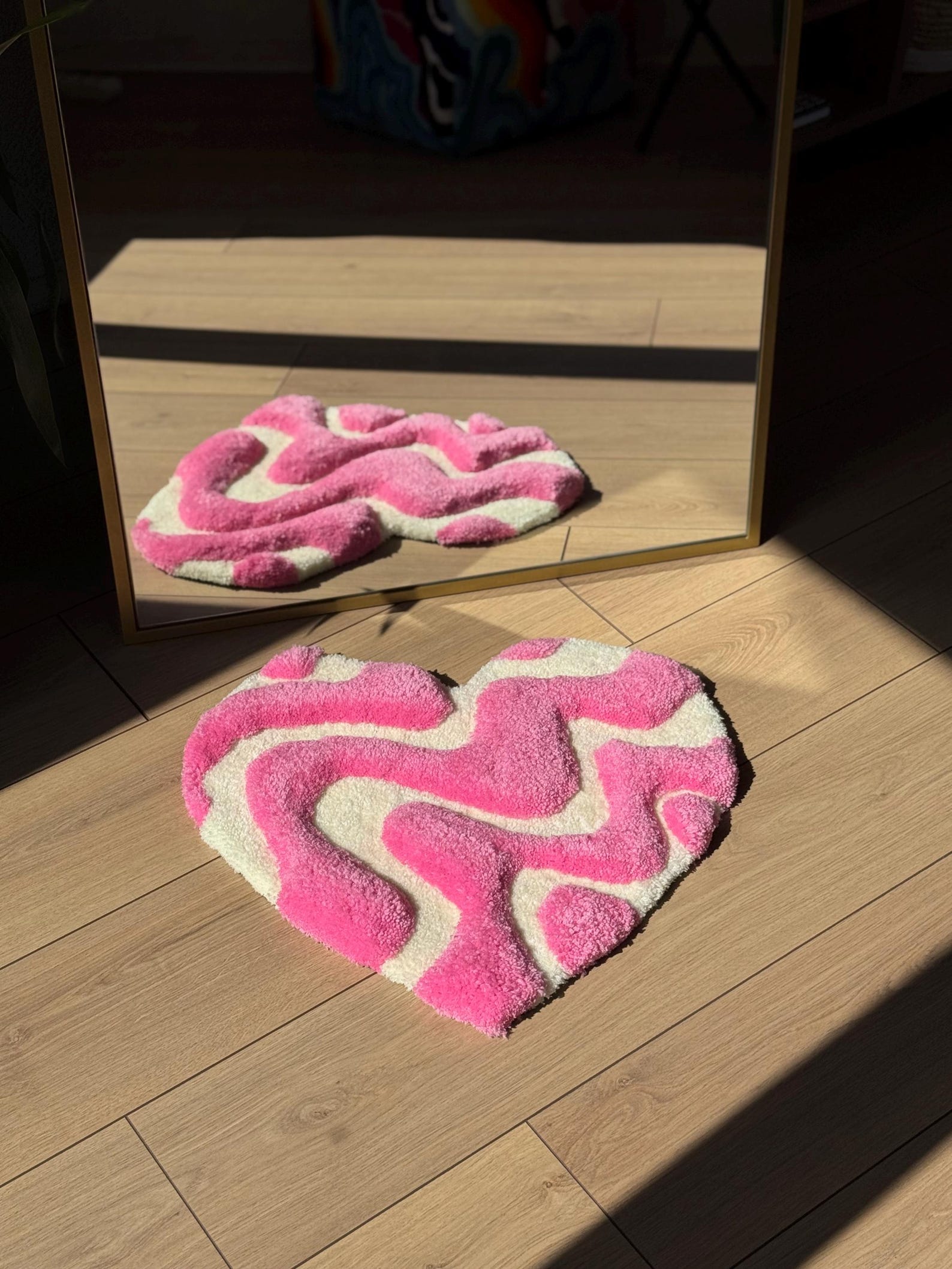 3D Heart Shaped Rug – Pink Tufted Fluffy Carpet – Handmade Valentine ...