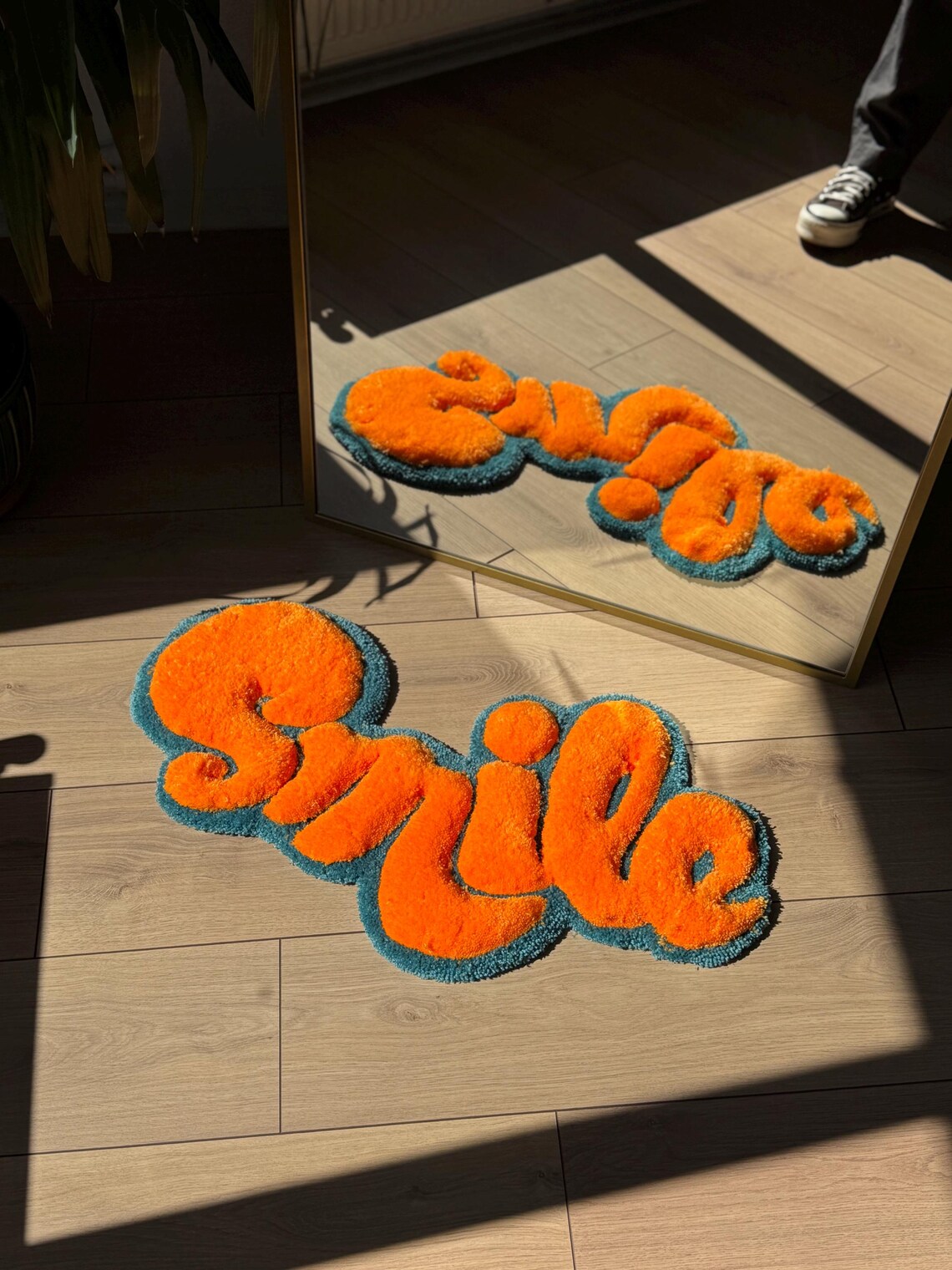 SMILE Tufted Rug – Handmade 3D Fluffy Quote Carpet – Positive Soft ...
