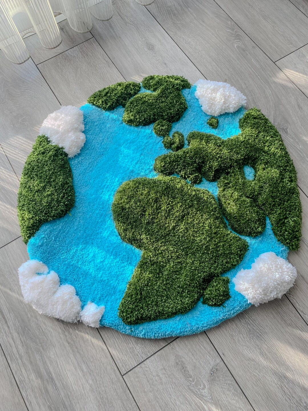 3D World Map Tufted Rug - Geometric World Map Area Rug, Interactive Rug ...