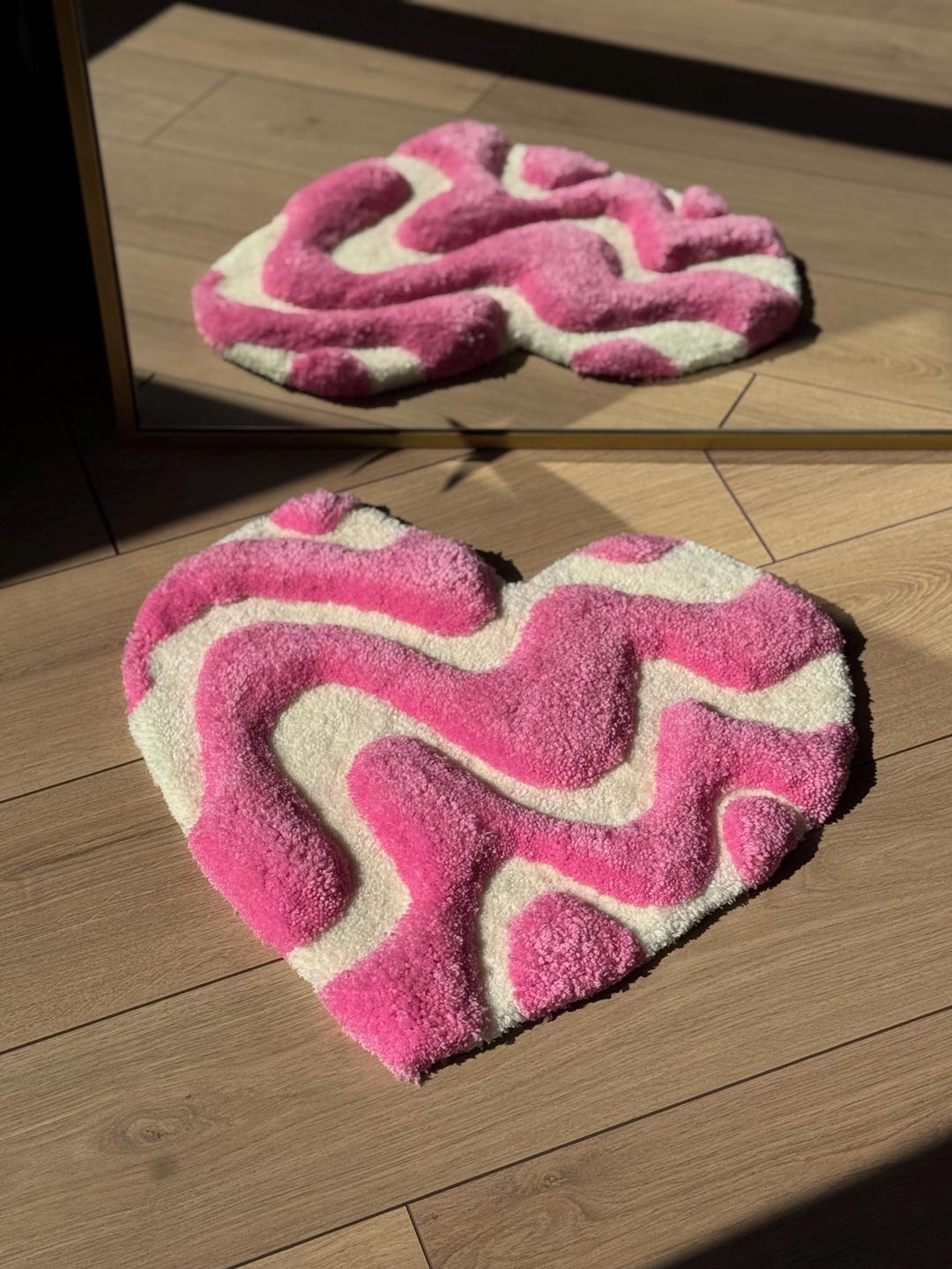 3D Heart Shaped Rug – Pink Tufted Fluffy Carpet – Handmade Valentine ...