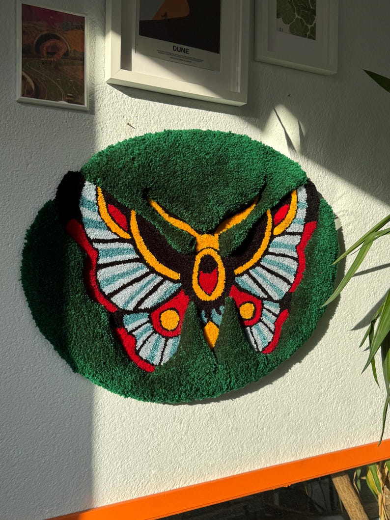 Oldschool Butterfly 3D Fluffy Handmade Tufted Rug, Fluffy Home Decor ...
