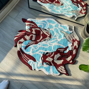Handmade Koi Fish Rug – Unique Japanese Design for Home & Office Decor ...