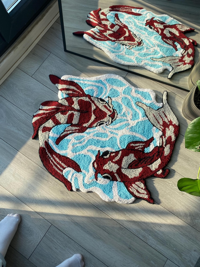 Handmade Koi Fish Rug – Unique Japanese Design for Home & Office Decor ...