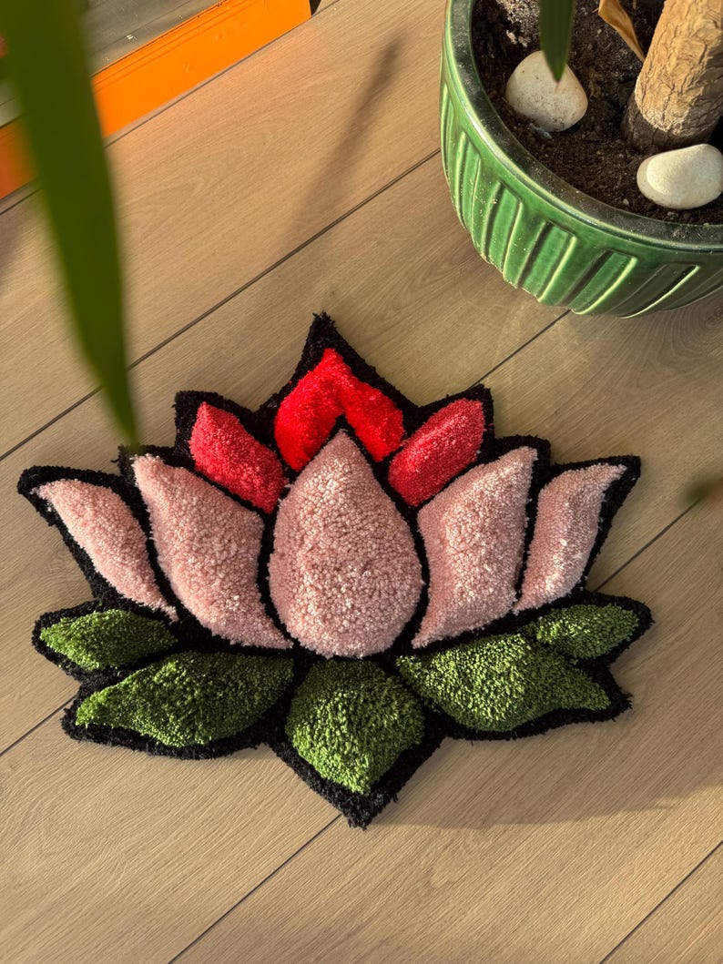 Lotus Flower 3D Fluffy Tufted Rug, Handmade Rug, Tufted Wall Art ...