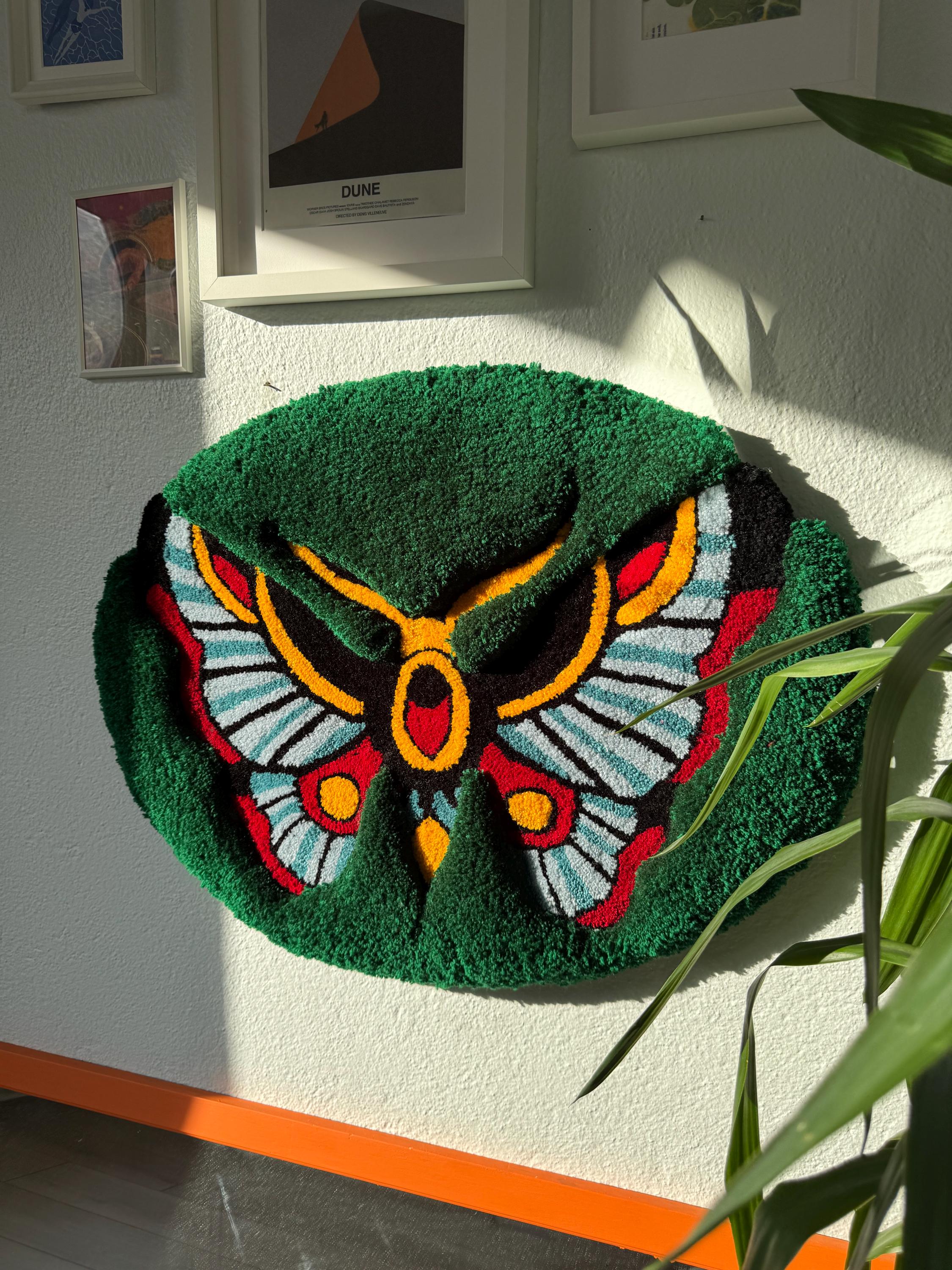 Oldschool Butterfly 3D Fluffy Handmade Tufted Rug, Fluffy Home Decor ...